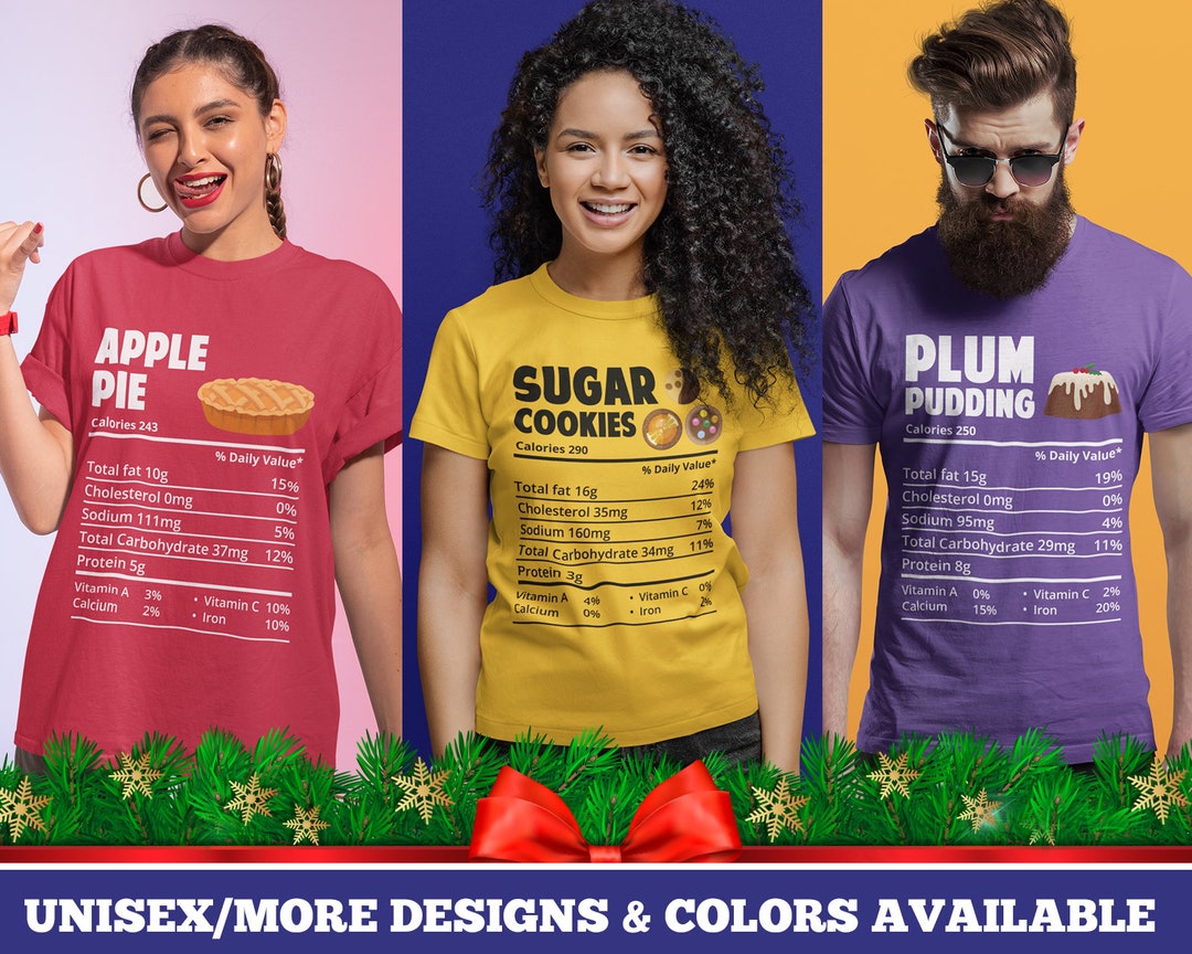 Christmas Nutritional Facts Shirt Funny Nutrition Label Facts Christmas ...