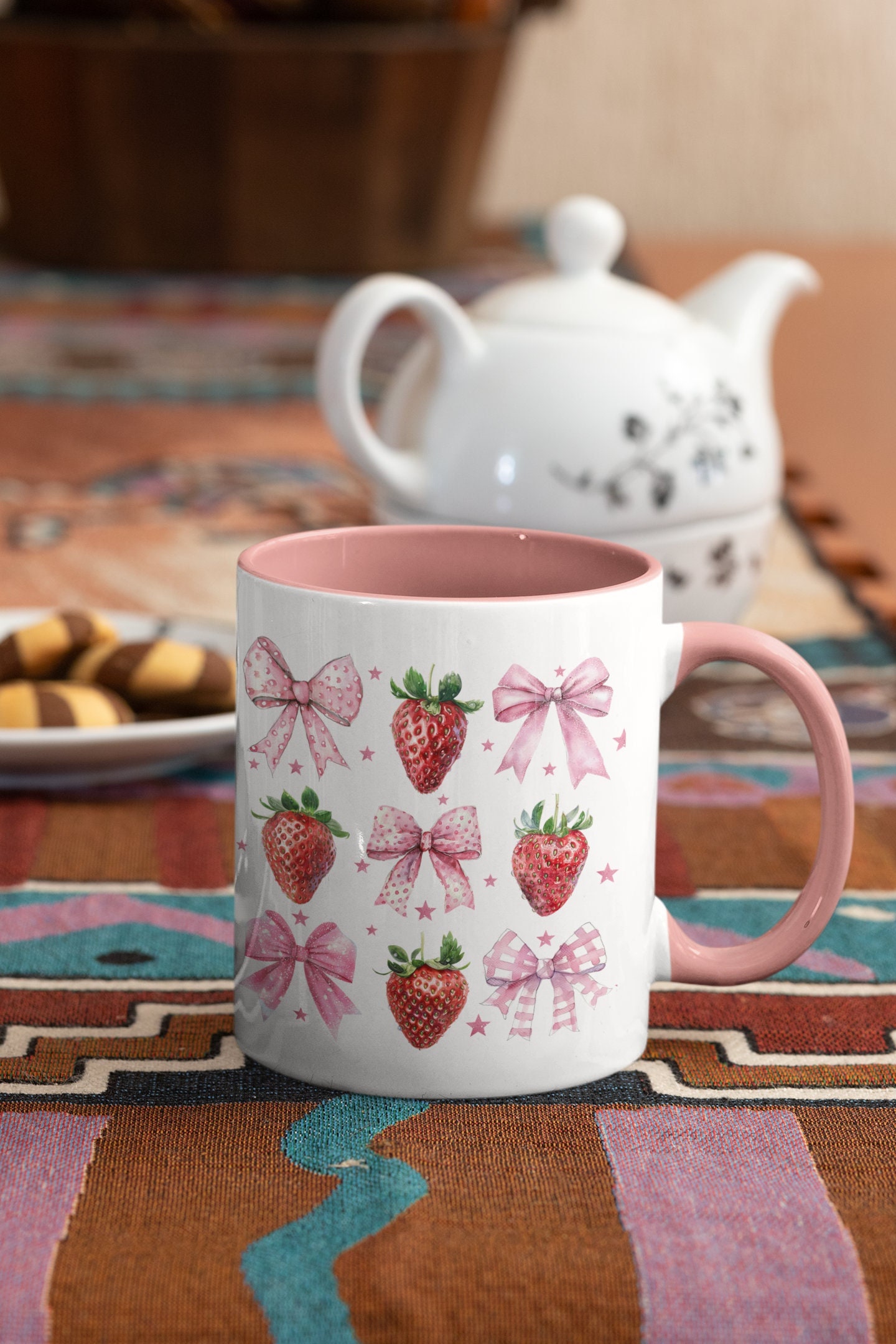 Coquette Strawberry Mug Coquette Mug Cottagecore Mug Preppy Stuff Cute ...