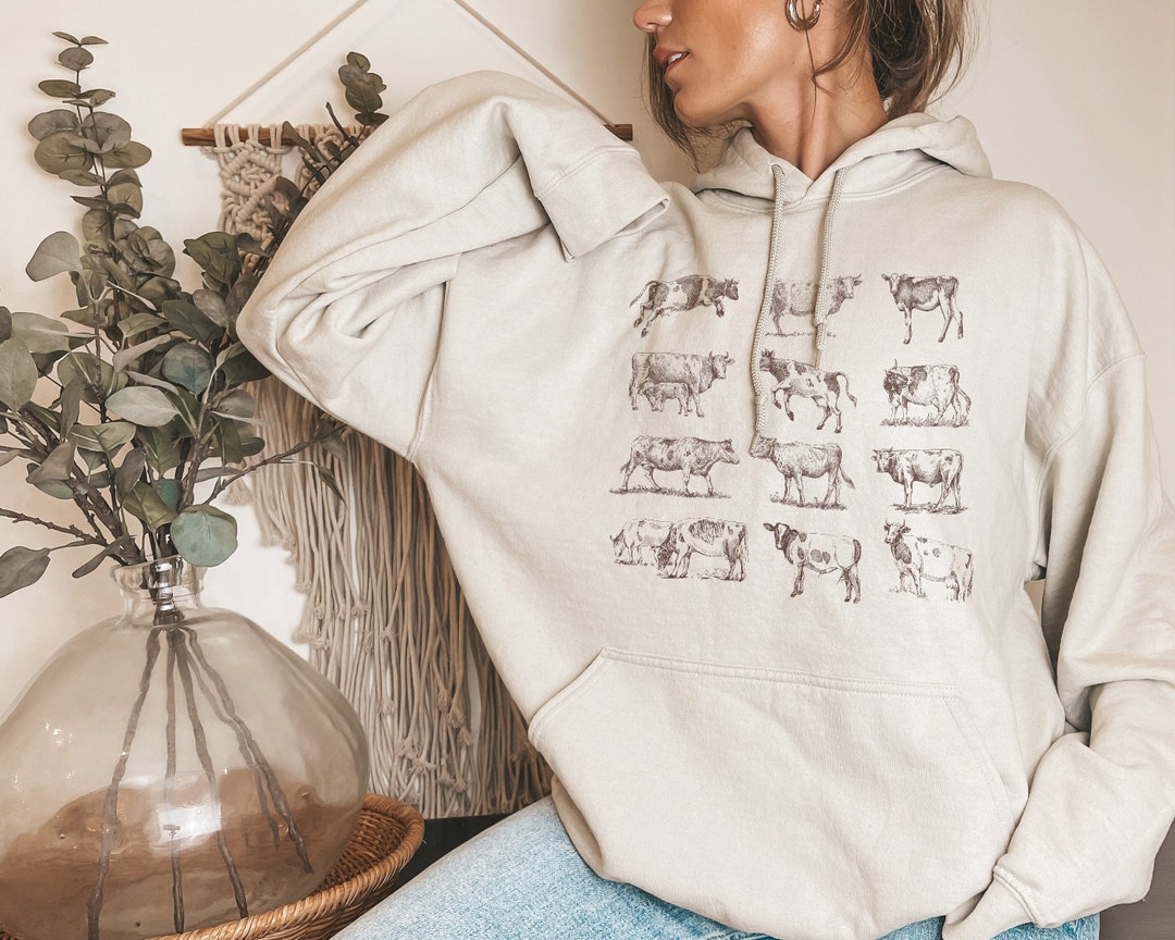 Cow Hoodie for Women Cow Themed Gifts Farm Hoodie Country Hoodie Cow ...