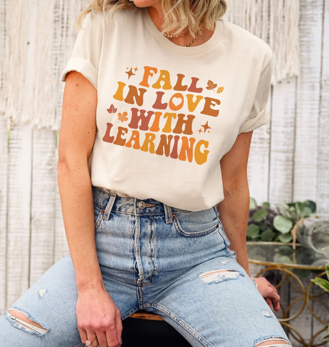 Fall in Love With Learning Shirt Retro Fall Teacher Shirt Thankful ...