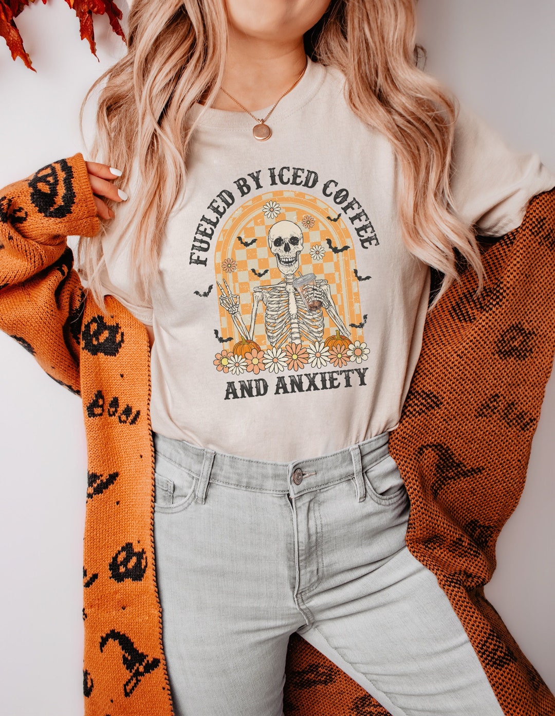 Fueled by Iced Coffee and Anxiety Shirt Retro Skeleton Shirt Skeleton ...