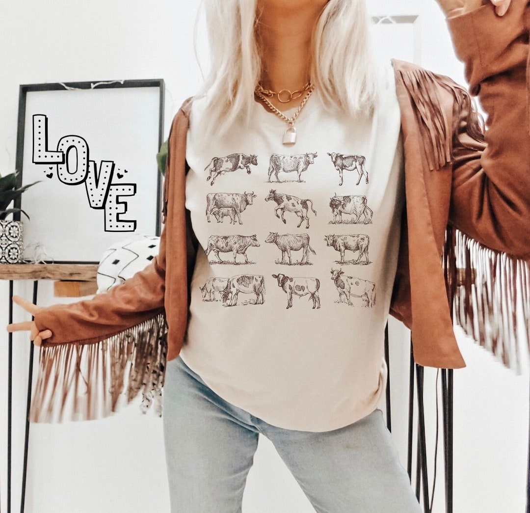 Cow Shirts for Women Vintage Western Shirt Farmer Shirt Farm Girl Shirt ...