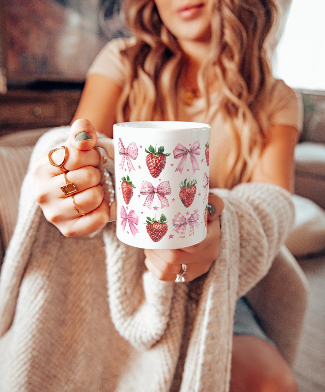 Coquette Strawberry Mug Coquette Mug Cottagecore Mug Preppy Stuff Cute ...