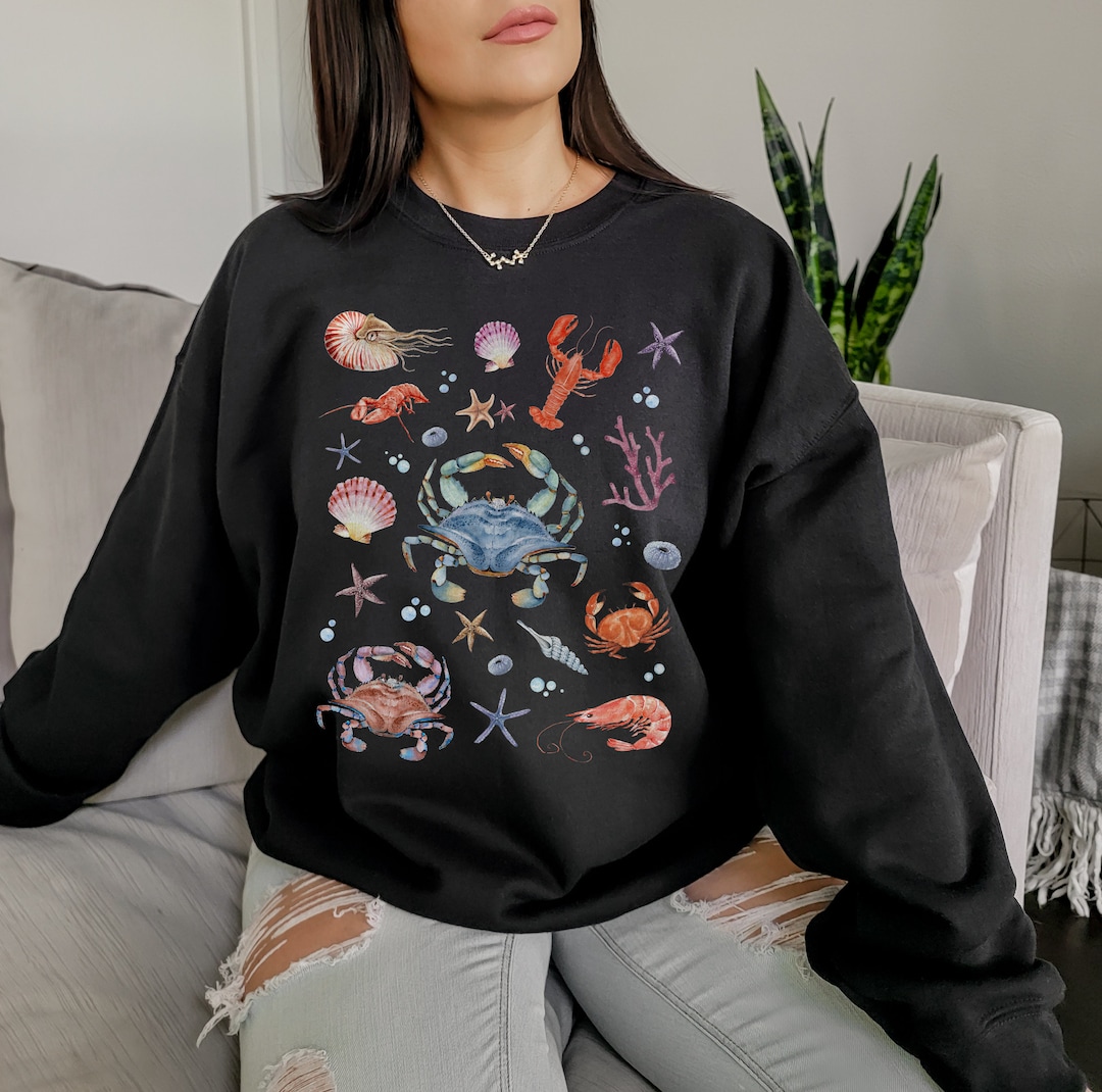 Crustaceancore Sweatshirt Crustaceans Sweater Ocean Sweatshirt Crab ...