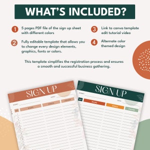 Sign up Sheet Inventory Sheet Sign in Sheet Open House Sign in Food ...