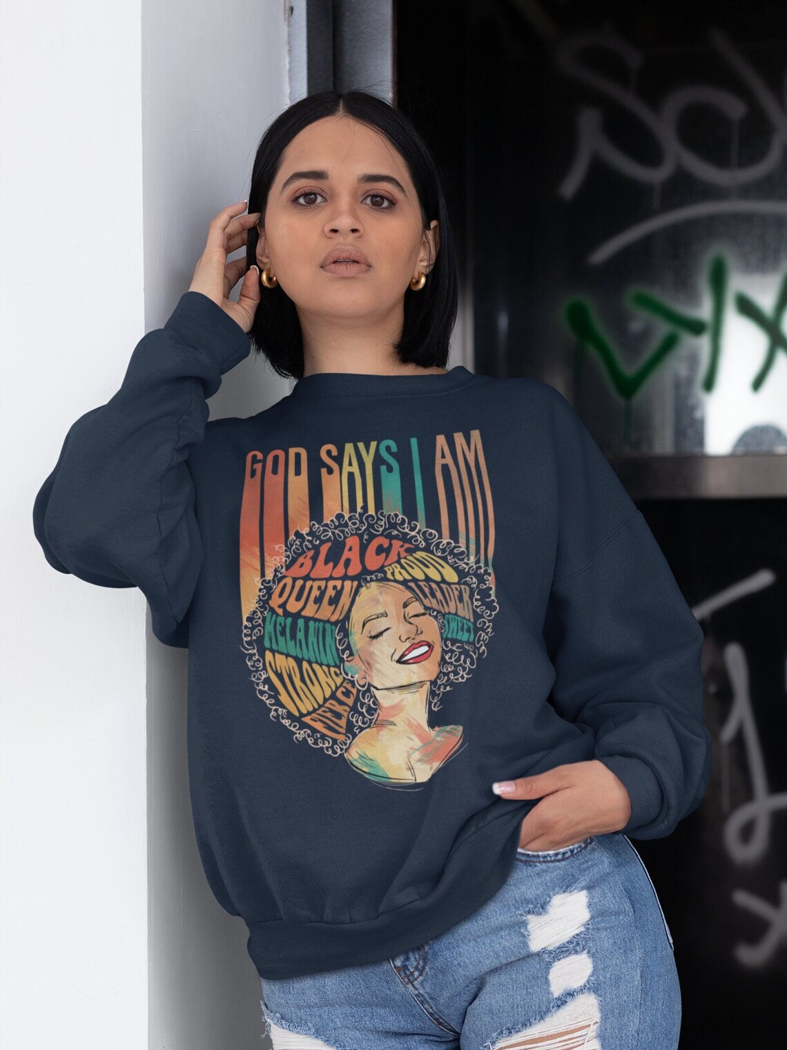 Black History Month Blm Sweatshirt African Afro Woman Sweatshirt Black ...