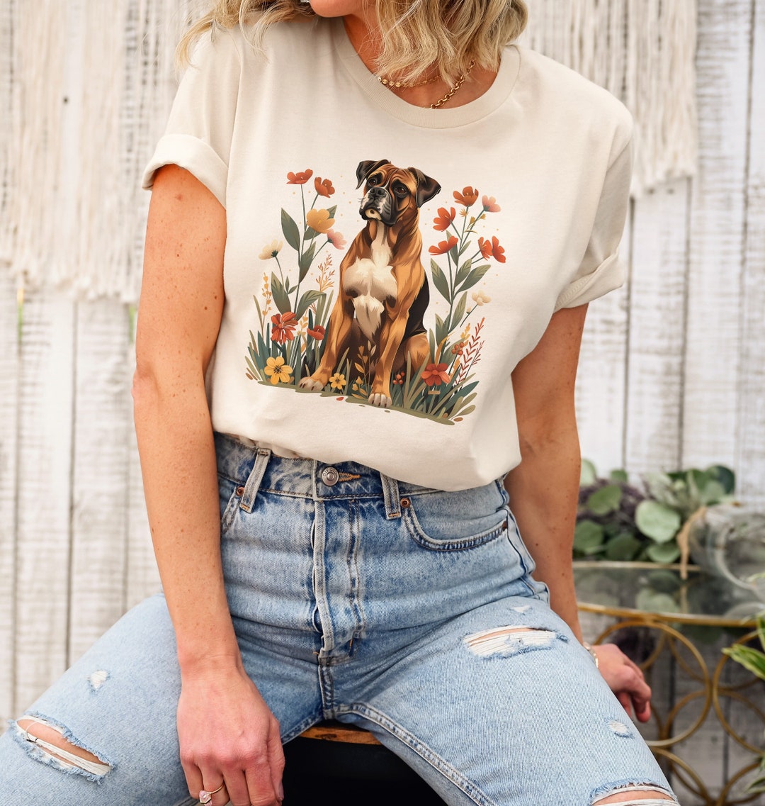 Boxer Dog Shirt Boxer Shirt Boxer Dog Gifts Dog Mom Shirt Floral Dog ...