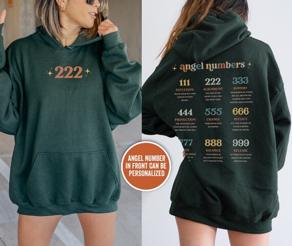 222 Angel Number Hoodie Angel Number Sweatshirt Angel | Etsy