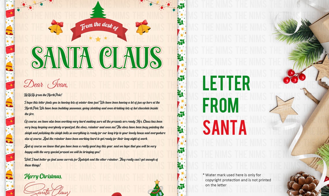 Letter From Santa Printable Santa Letter Santa Cam Letter - Etsy