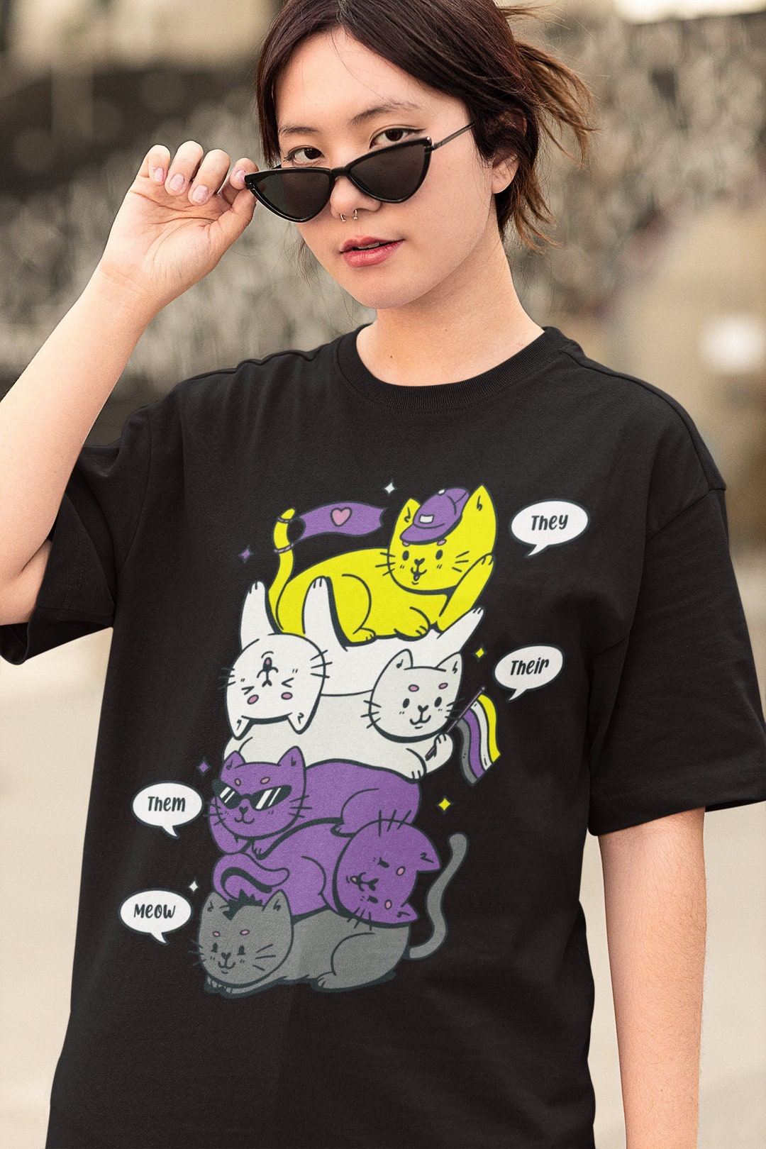 Cat Nonbinary Shirt Non Binary Clothing Non Binary Gift Subtle Pride ...