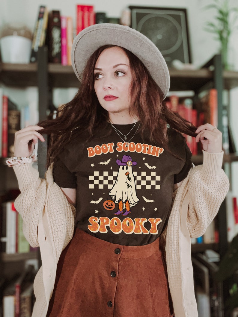 Boot Scootin Spooky Shirt Retro Halloween Shirt Cowgirl Outfit Ghost ...