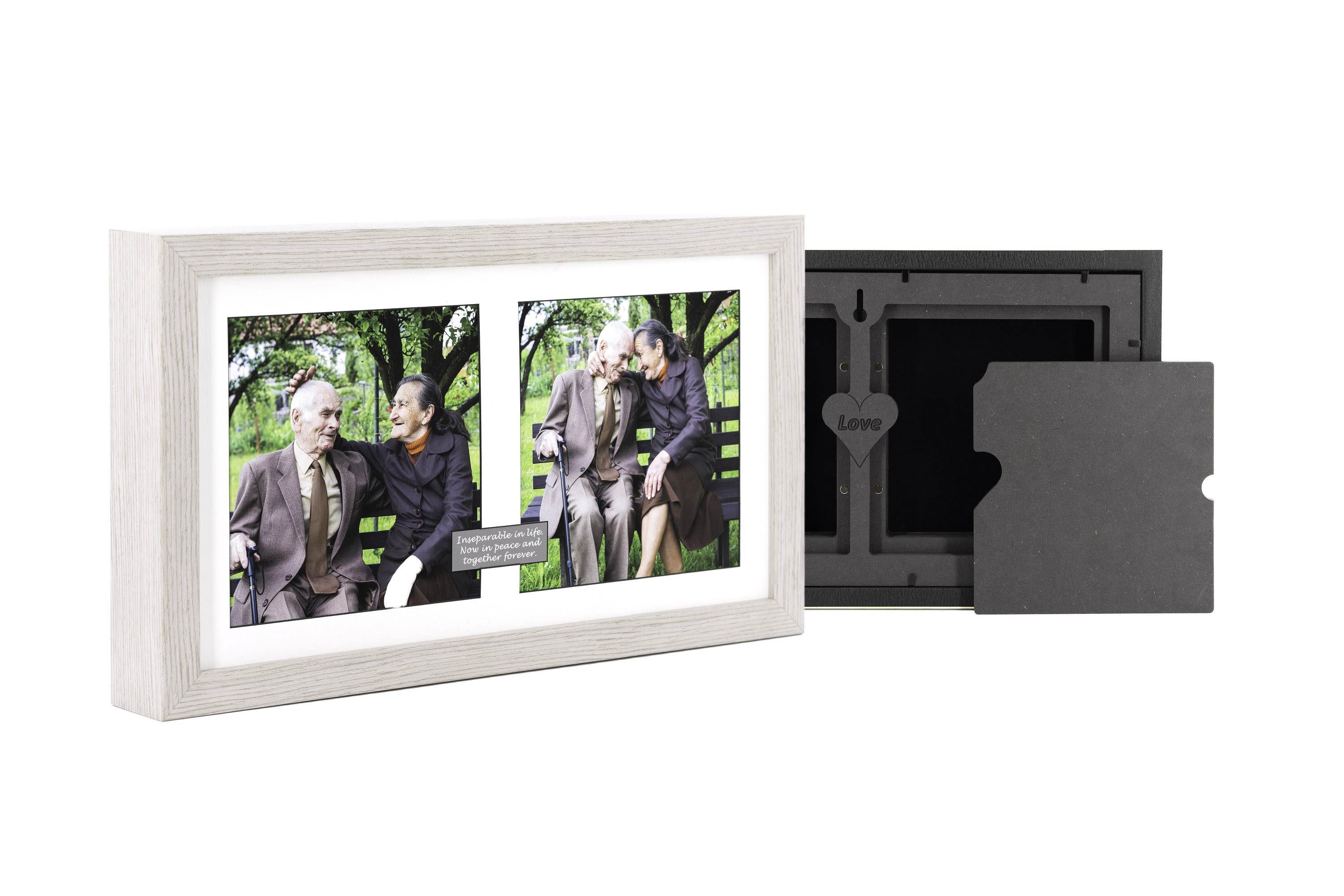 Dual Ashes Frame Urn- 14.5x8" (36.8x20.3cm) - Includes Printing, Pets ...