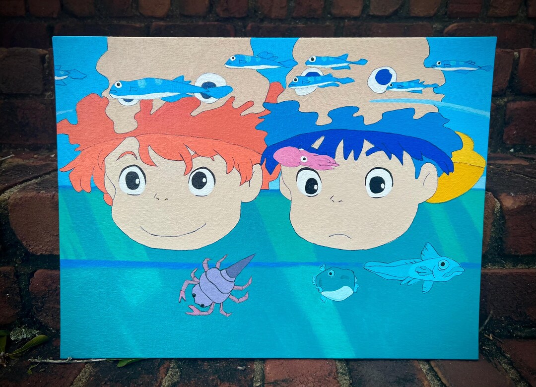 Ponyo Inspired Water Painting 12x16 - Etsy