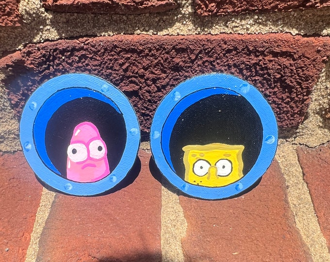 Spongebob & Patrick Peeking Through Window Set; 7.5cm - Etsy