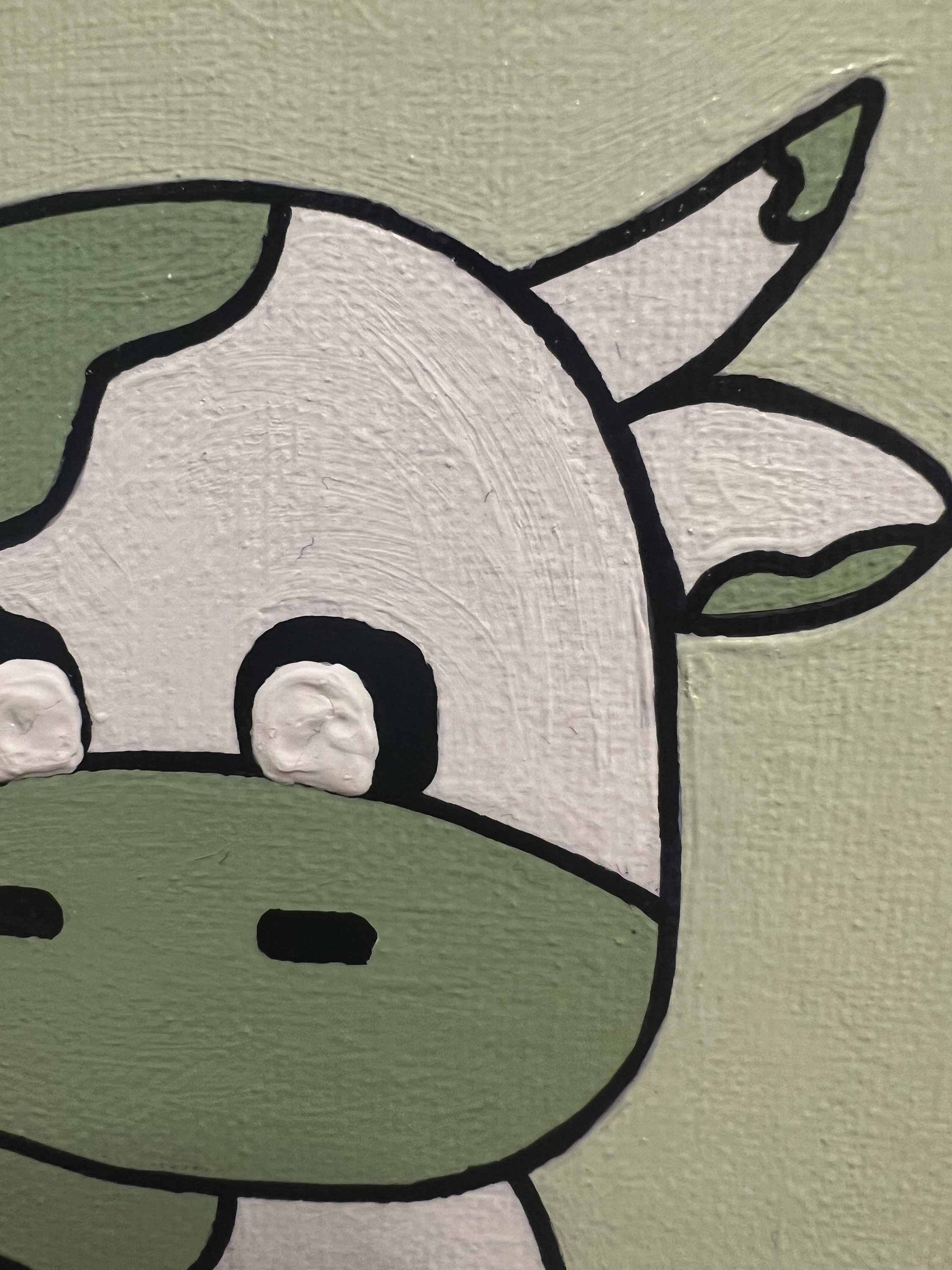 Mint Green Cow 5x7 Animal Painting Acrylic Wall Art Gift Holiday Cute ...