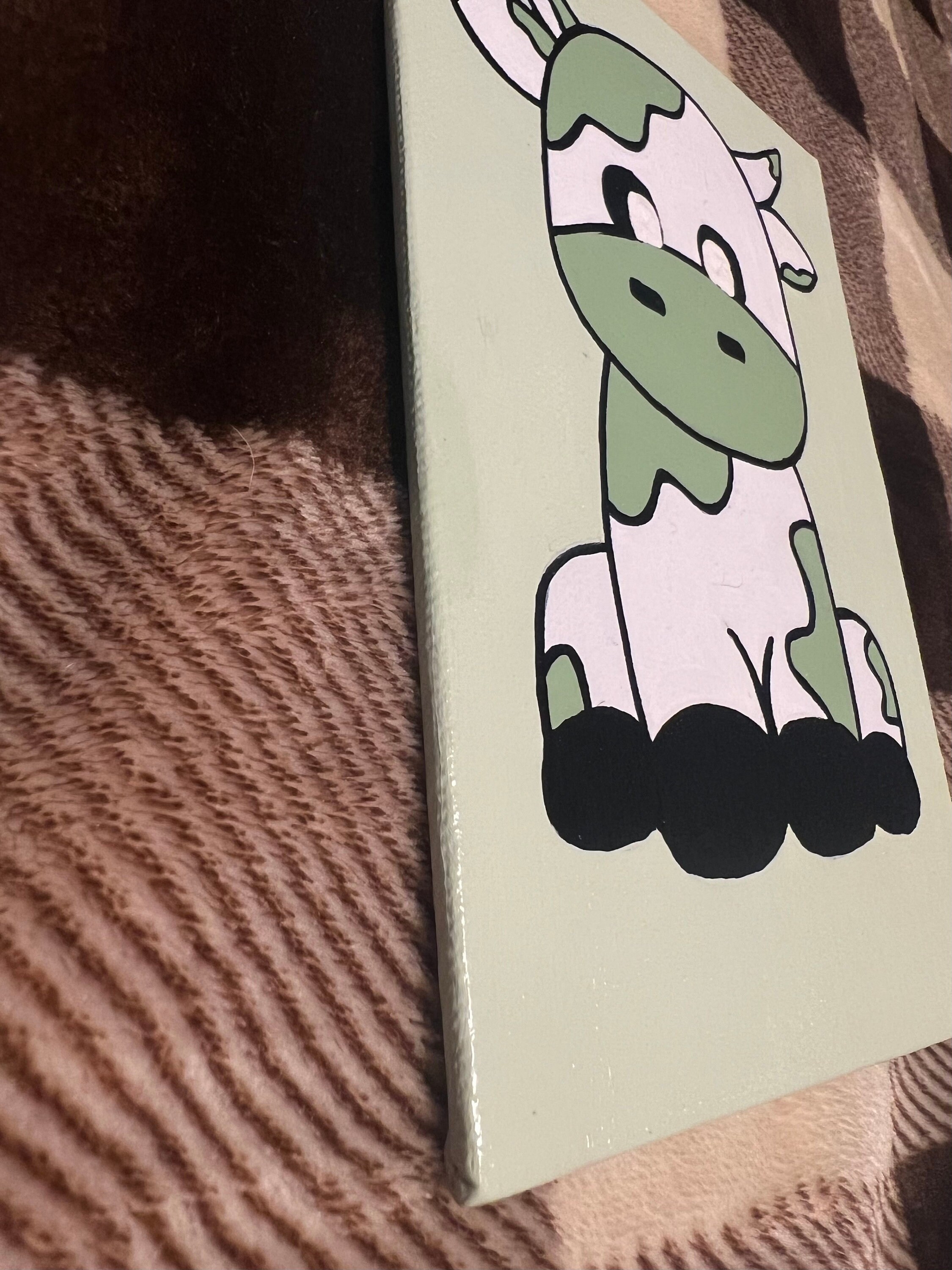 Mint Green Cow 5x7 Animal Painting Acrylic Wall Art Gift Holiday Cute ...