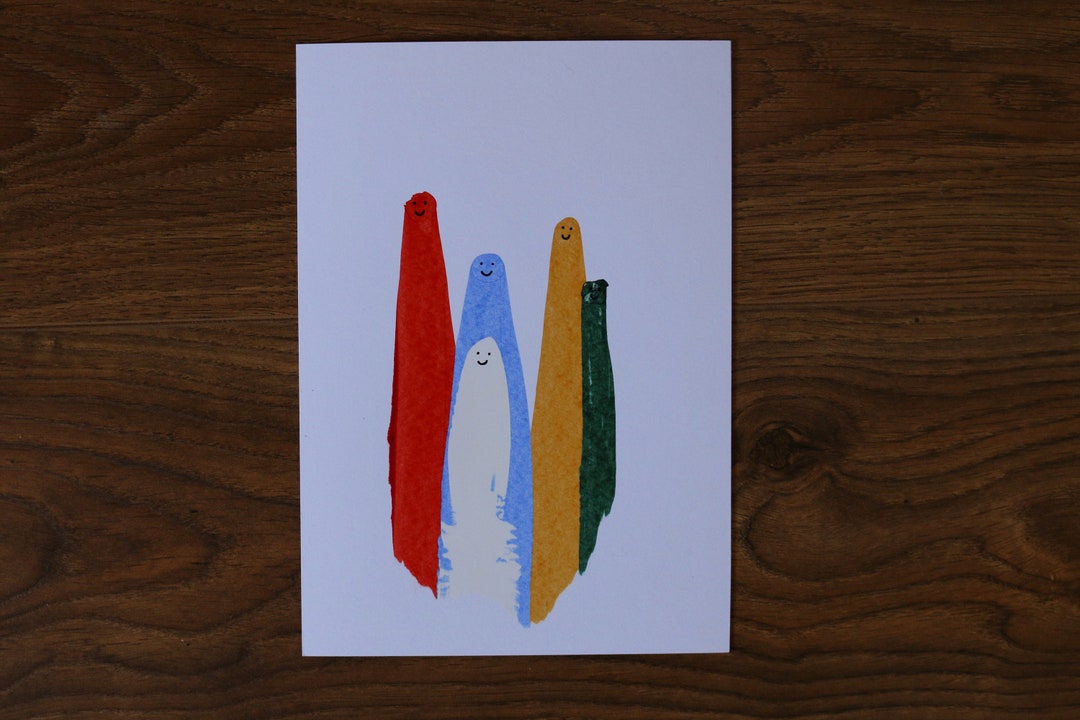 Happy Blobs A5 A4 Painting | Colourful Positive Poster Handmade Unique ...