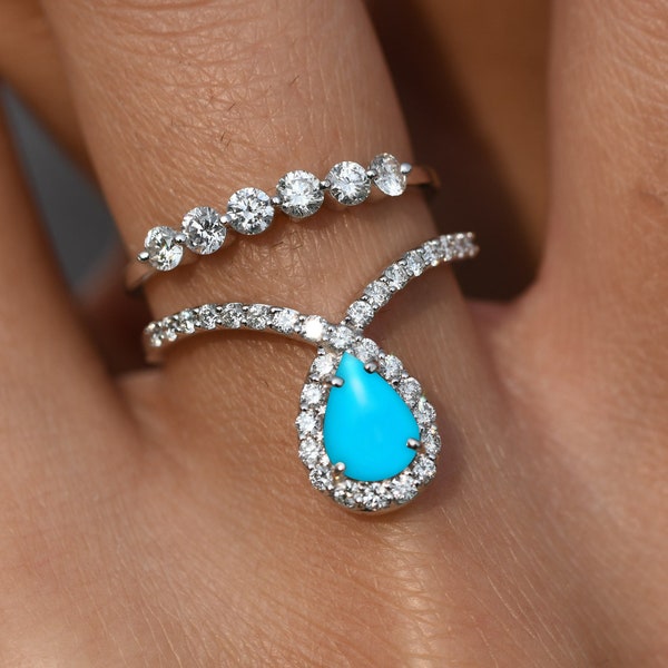 Turquoise Engagement Ring Set - Etsy