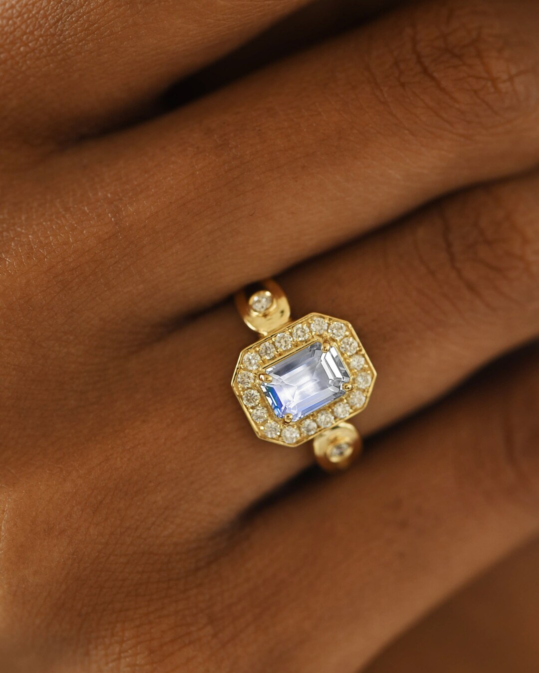 Emerald Cut Moonstone Wedding Ring/art Deco Engagement Ring/june ...