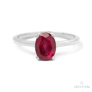 Solitaire Ruby Ring, 18k Solid Gold Ring, Single Stone Ring, Ruby ...