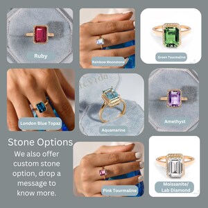 Emerald Cut Pink Tourmaline Engagement Ring,14k Solid Rose Gold, Natural Tourmaline Diamond Ring ...