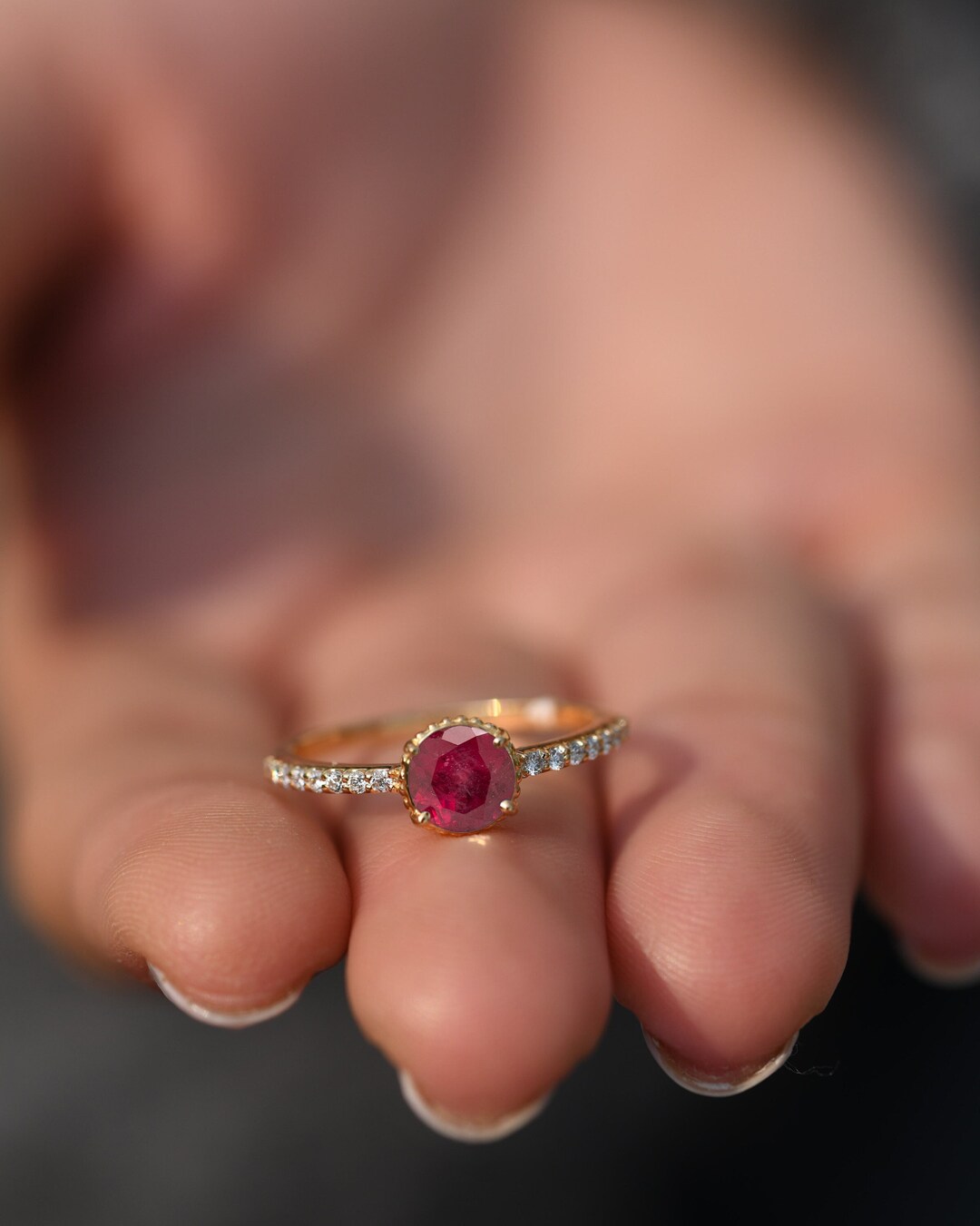 Genuine Ruby Ring/ruby Engagement Ring/designer Diamond - Etsy