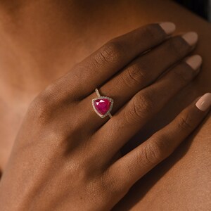Trillion Cut Ruby Ring,ruby Engagement Ring,14k Yellow Gold,solitaire Wedding Ring,natural Ruby ...