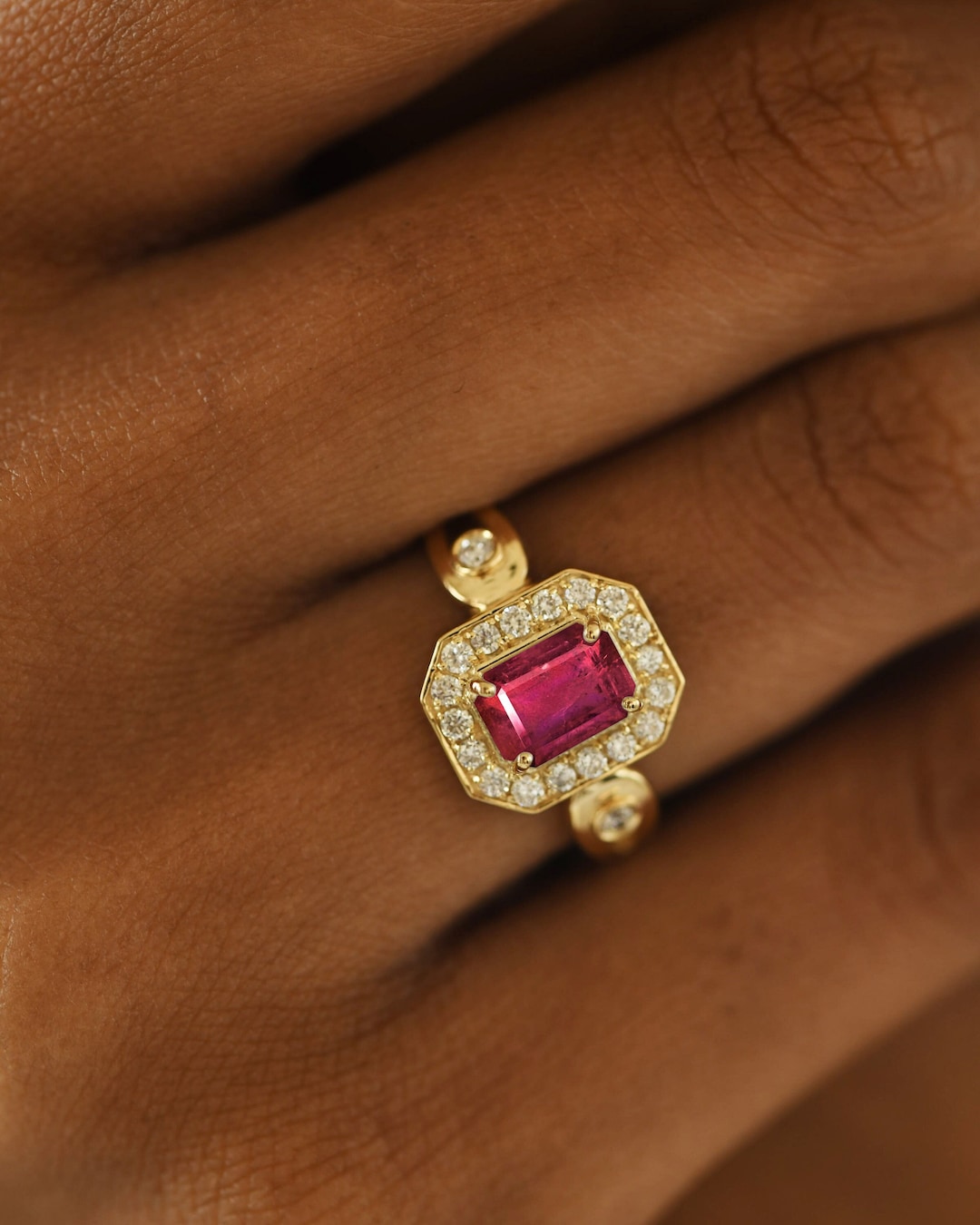 Emerald Cut Ruby Ring,art Deco Style Genuine Ruby Engagement Ring,solid ...