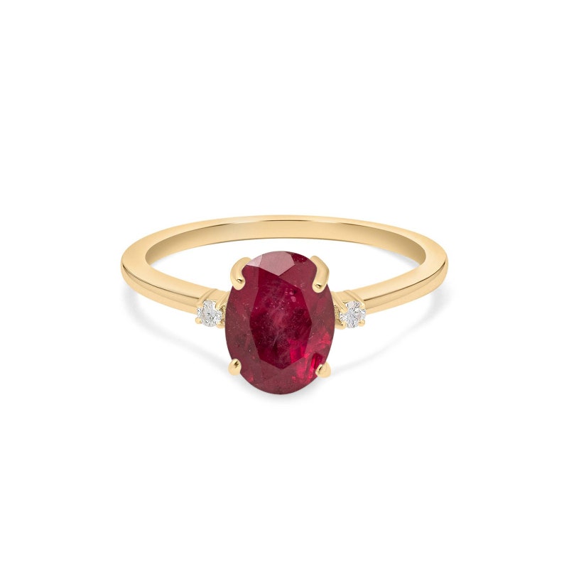 Rose Gold Ruby Gemstone Engagement Ring/red Stone July - Etsy