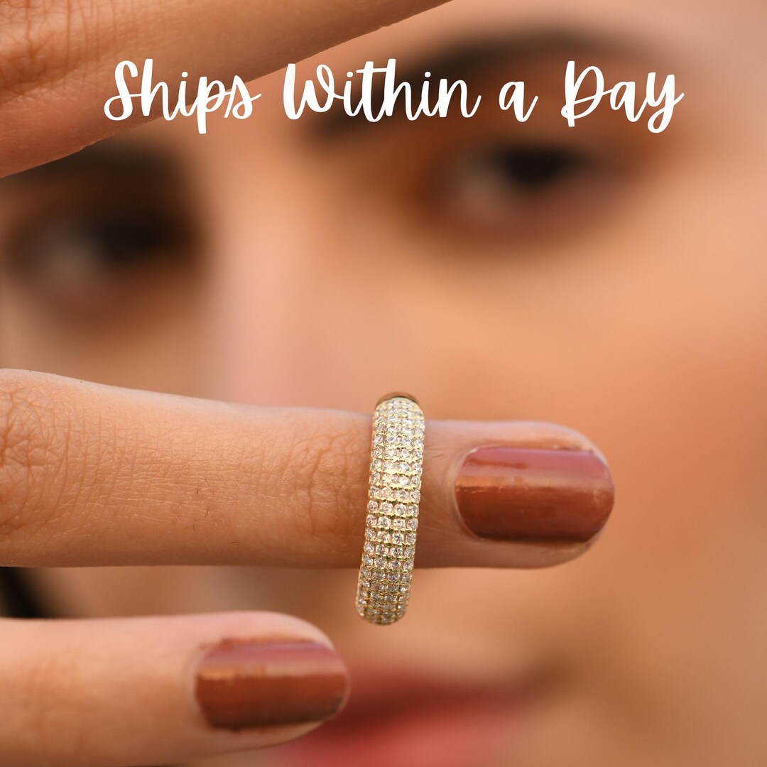 14K Solid Gold Pave Diamond Bold Band,unique Thick Wedding Band,diamond ...