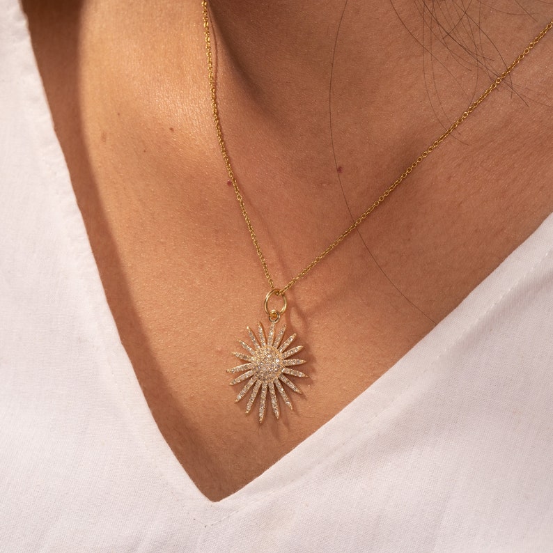 Diamond Sunshine Pendant/sun Shaped Diamond - Etsy