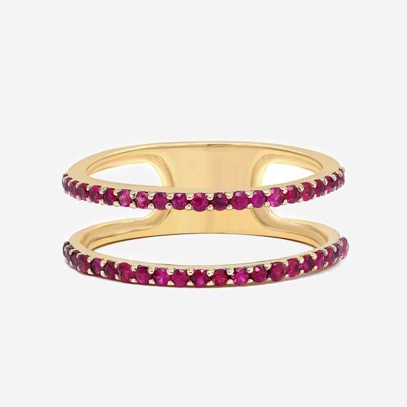 14k Gold Ruby Ring/ruby Wedding Band/minimalist Ring/18k Solid | Etsy