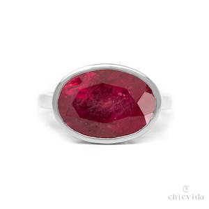 Natural 5 CT Ruby Wedding Ring,bezel Set Ring,solitaire Ruby Engagement ...