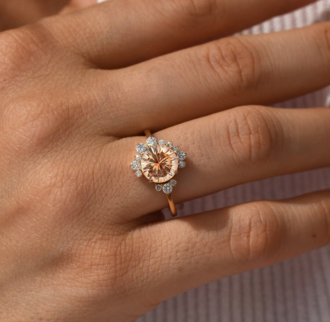 Oregon Sunstone Engagement Ring/sunstone Diamond Ring/natural Sunstone ...