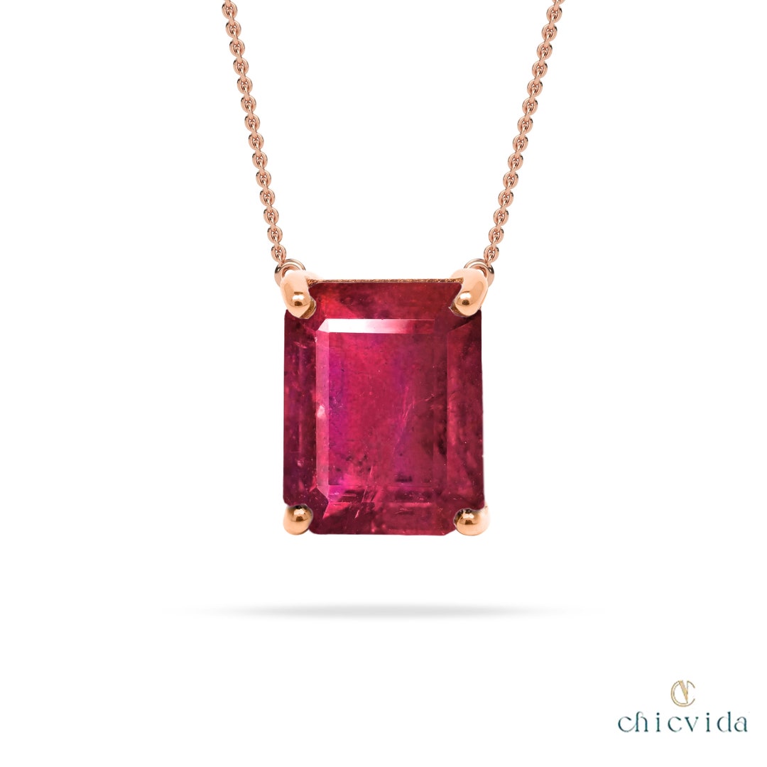 Solitaire Ruby Pendant, Prong Set Pendant, 18k Solid Gold Pendant ...