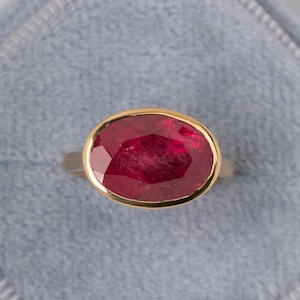 Natural 5 CT Ruby Wedding Ring,bezel Set Ring,solitaire Ruby Engagement ...