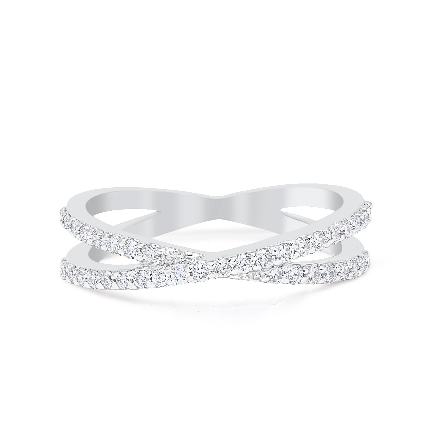 Real Diamond Ring/overlapping Diamond Band/14k Gold Wedding - Etsy