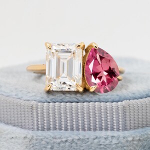 Toi Et Moi Ruby Diamond Ring, 18K Pear Cut Ruby Ring, Dual Gem ...