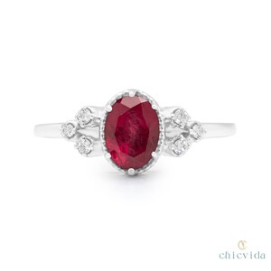 Genuine Ruby Engagement Ring in 14k Gold/unique Wedding Moissanite ...