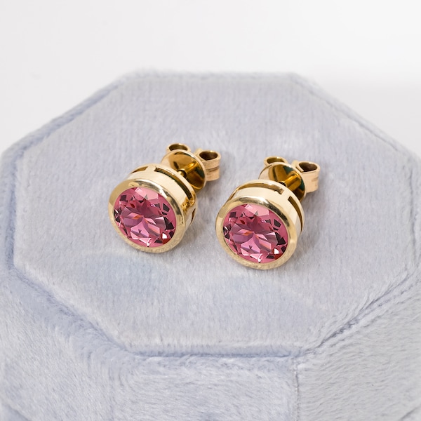 Pink Tourmaline Stud Earrings - Etsy
