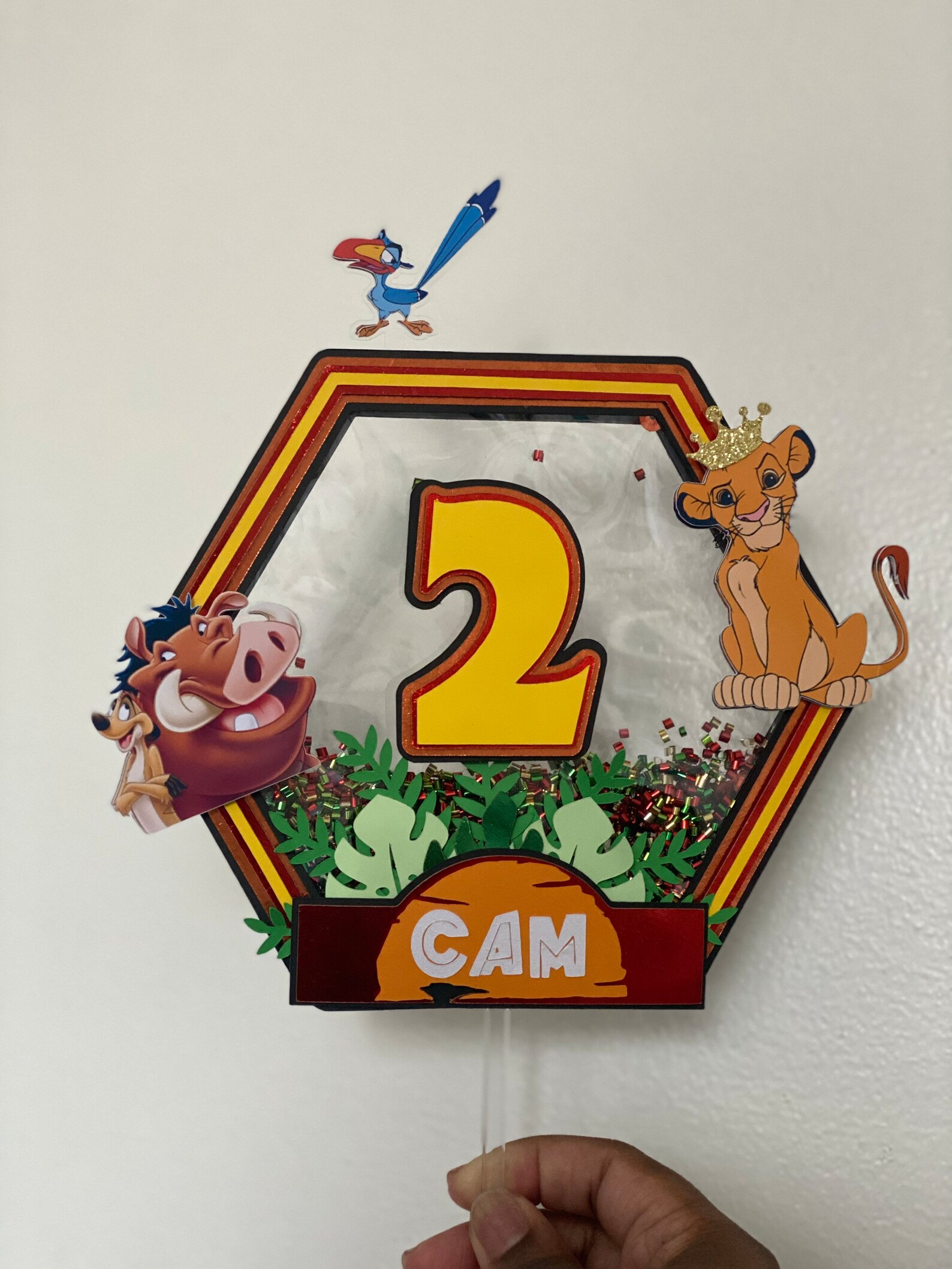 Lion King Inspired Shaker Cake Topper With Simba Timon and - Etsy