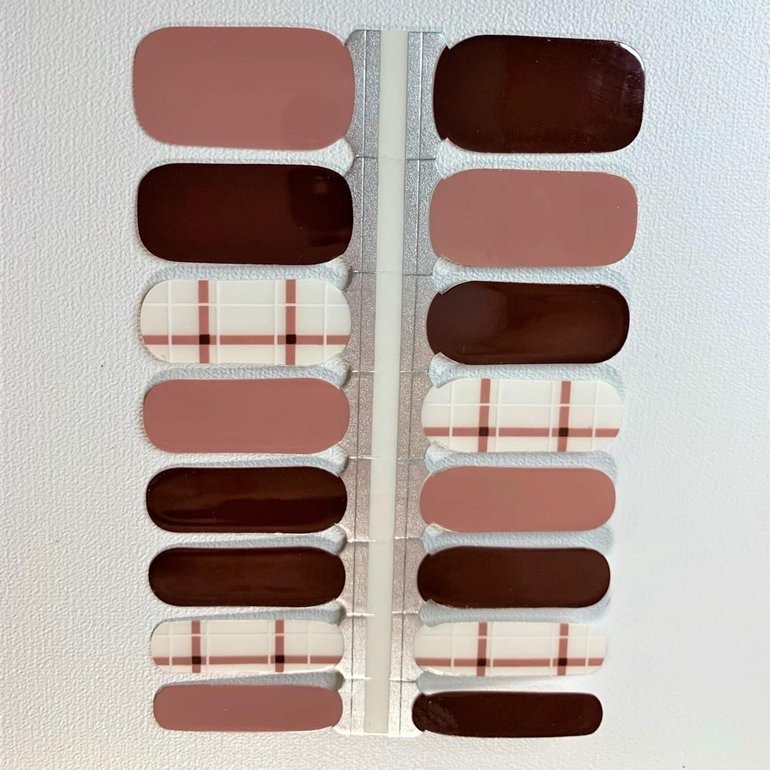 Burgundy Pink Plaid Color Nail Wraps Real Polish Strips ZZ071 - Etsy