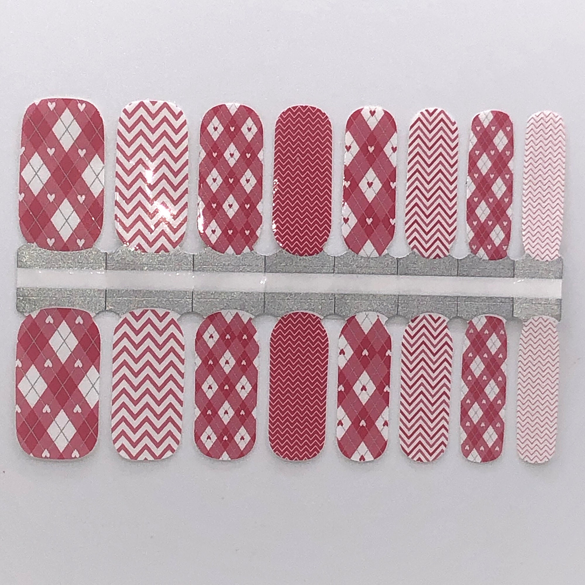 Pink Argyle Color Nail Wraps Real Polish Strips ZZ136 Street | Etsy