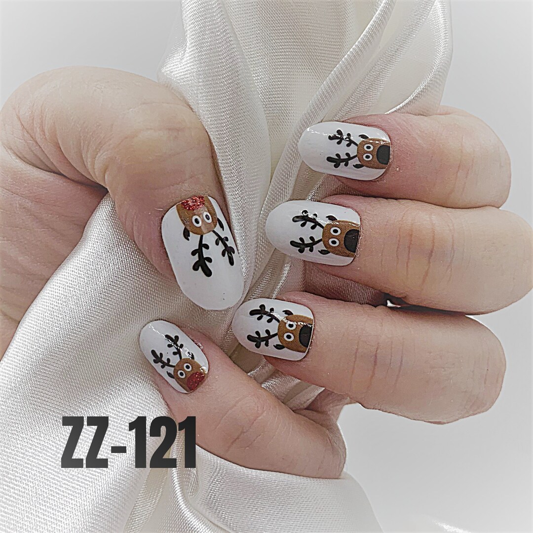 Christmas Rudolph {clear Overlay} Brown White Color Real Nail Polish ...