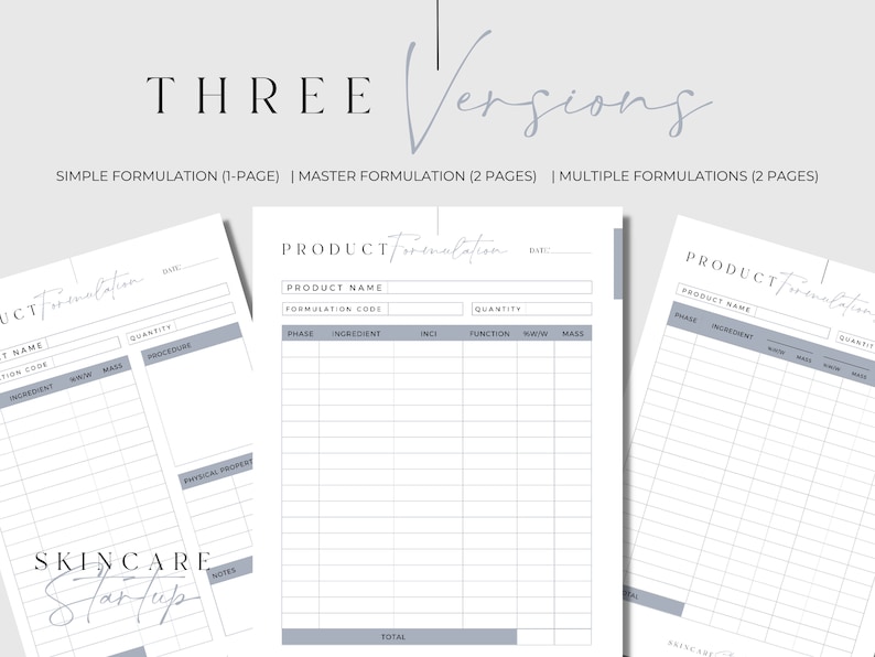 Skincare Formulation (recipe) Printable Template | Bath and Body ...