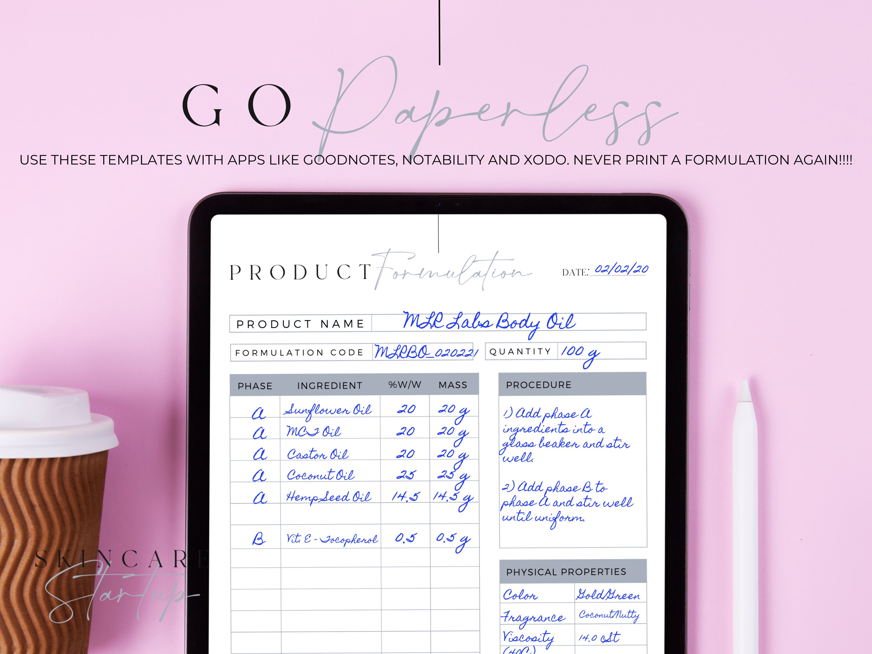 Skincare Formulation recipe Printable Template Bath and - Etsy