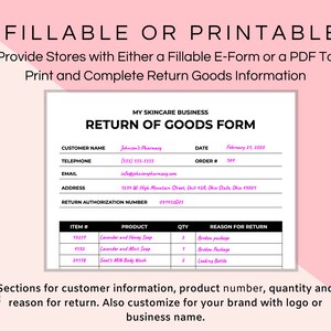 Return of Goods Form, Return Form, Merchandise Return Form - Etsy
