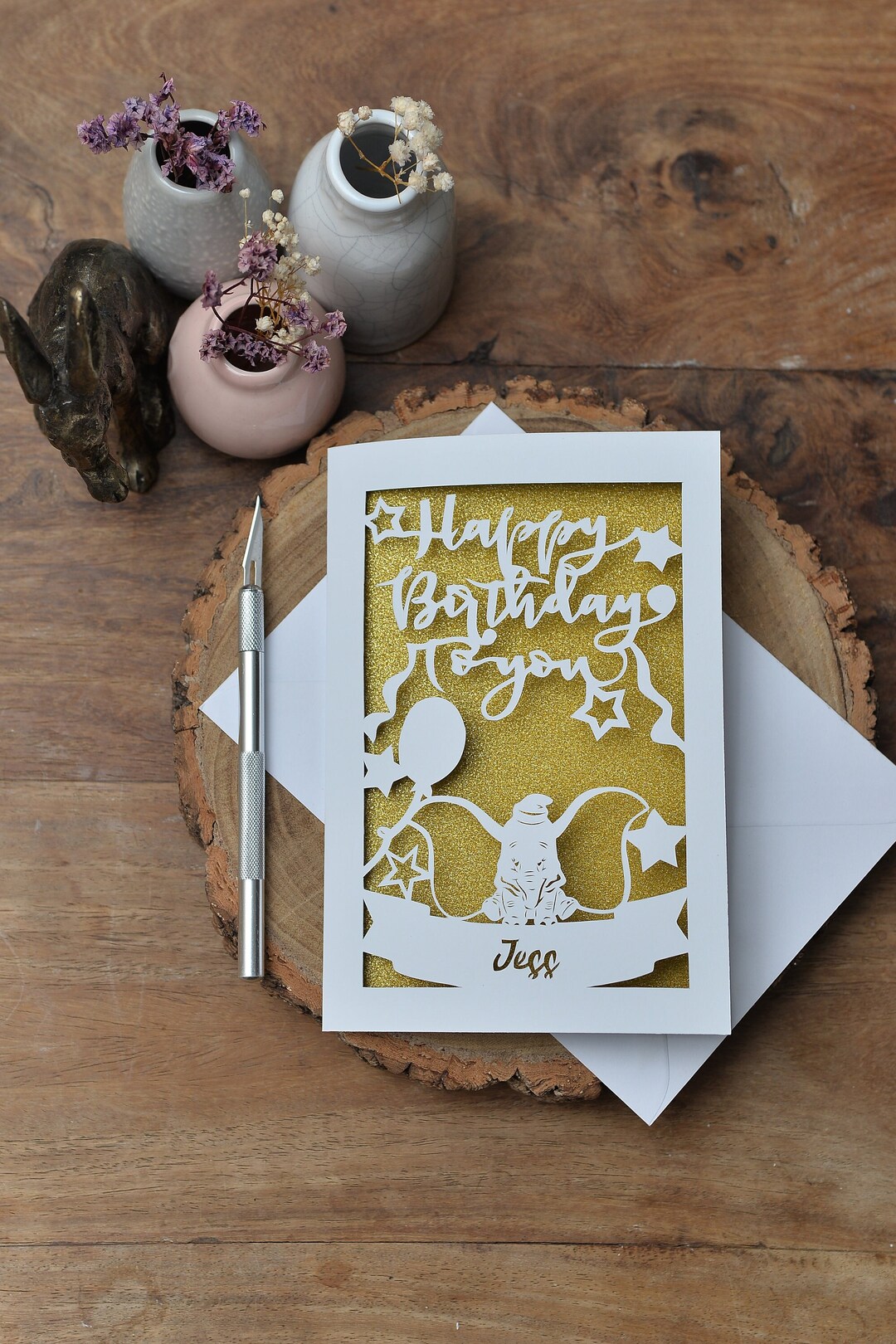 Personalised Disney Dumbo Paper-cut Handmade Birthday Card - Etsy