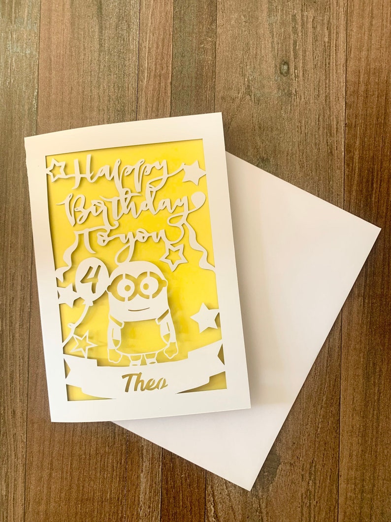 Handmade Minion Personalised Paper-cut Name/number Birthday - Etsy