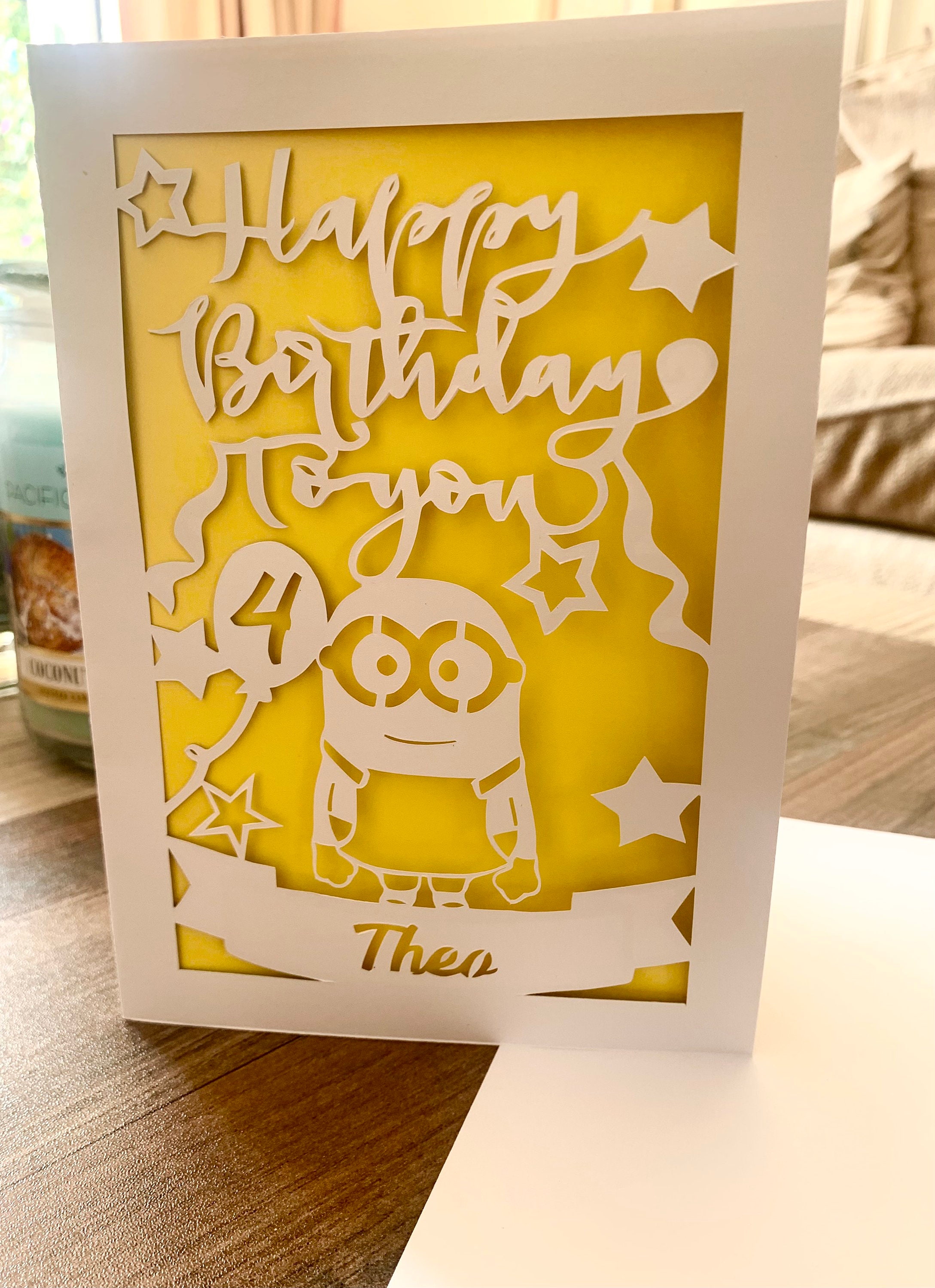 Handmade Minion Personalised Paper-cut Name/number Birthday - Etsy